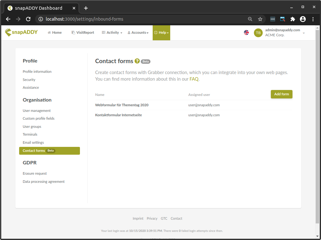 How to integrate Webforms with snapADDY DataQuality?